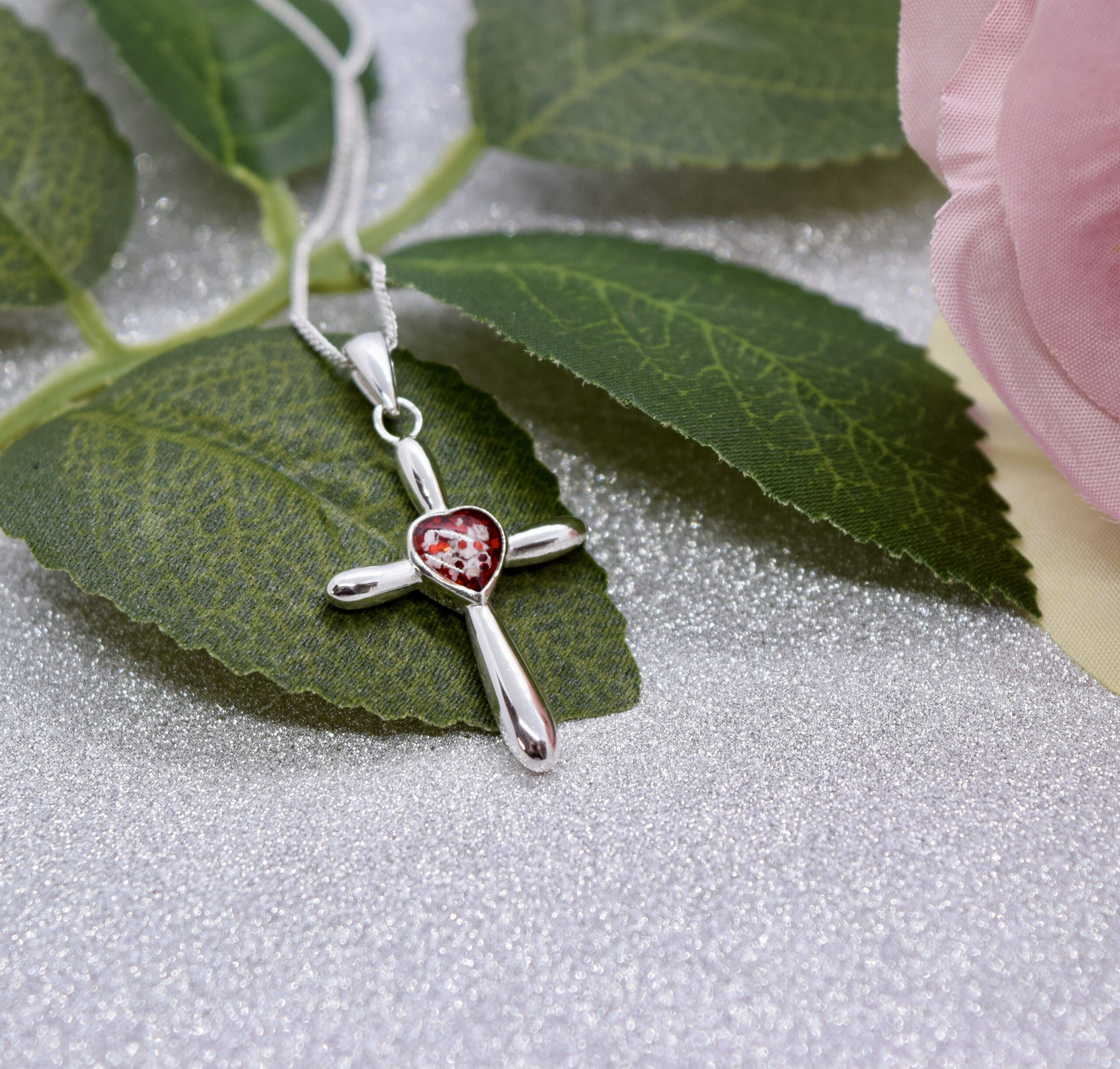 Cremation Ashes & Memorial Cross Necklace - Amulet of Ashes