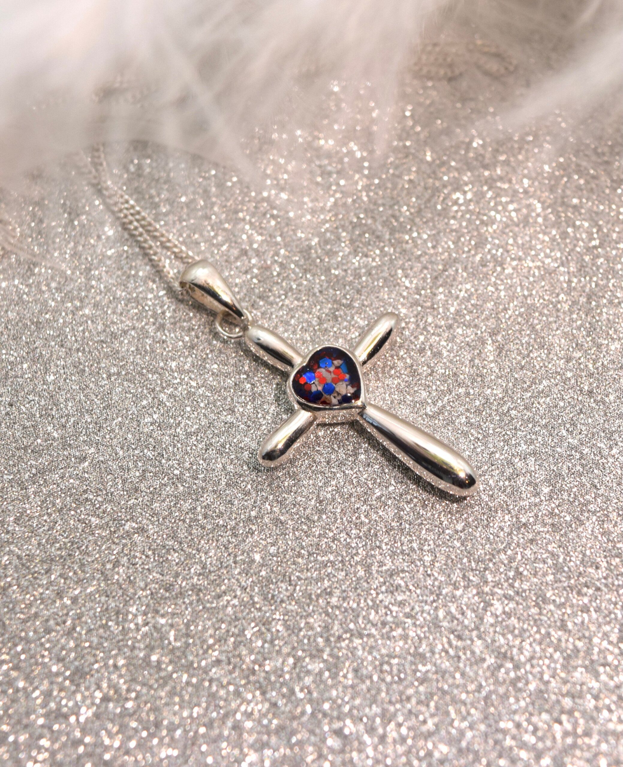 Cremation Ashes & Memorial Cross Necklace - Amulet of Ashes