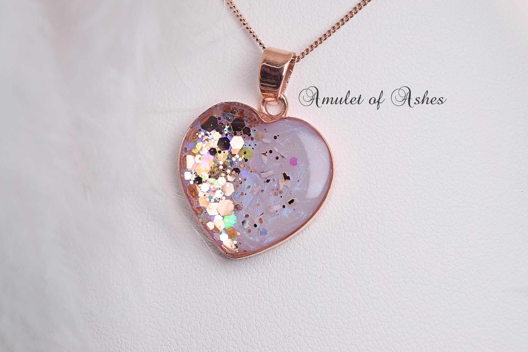 Cremation Ashes & Memorial Rose Gold Necklace - Amulet of Ashes