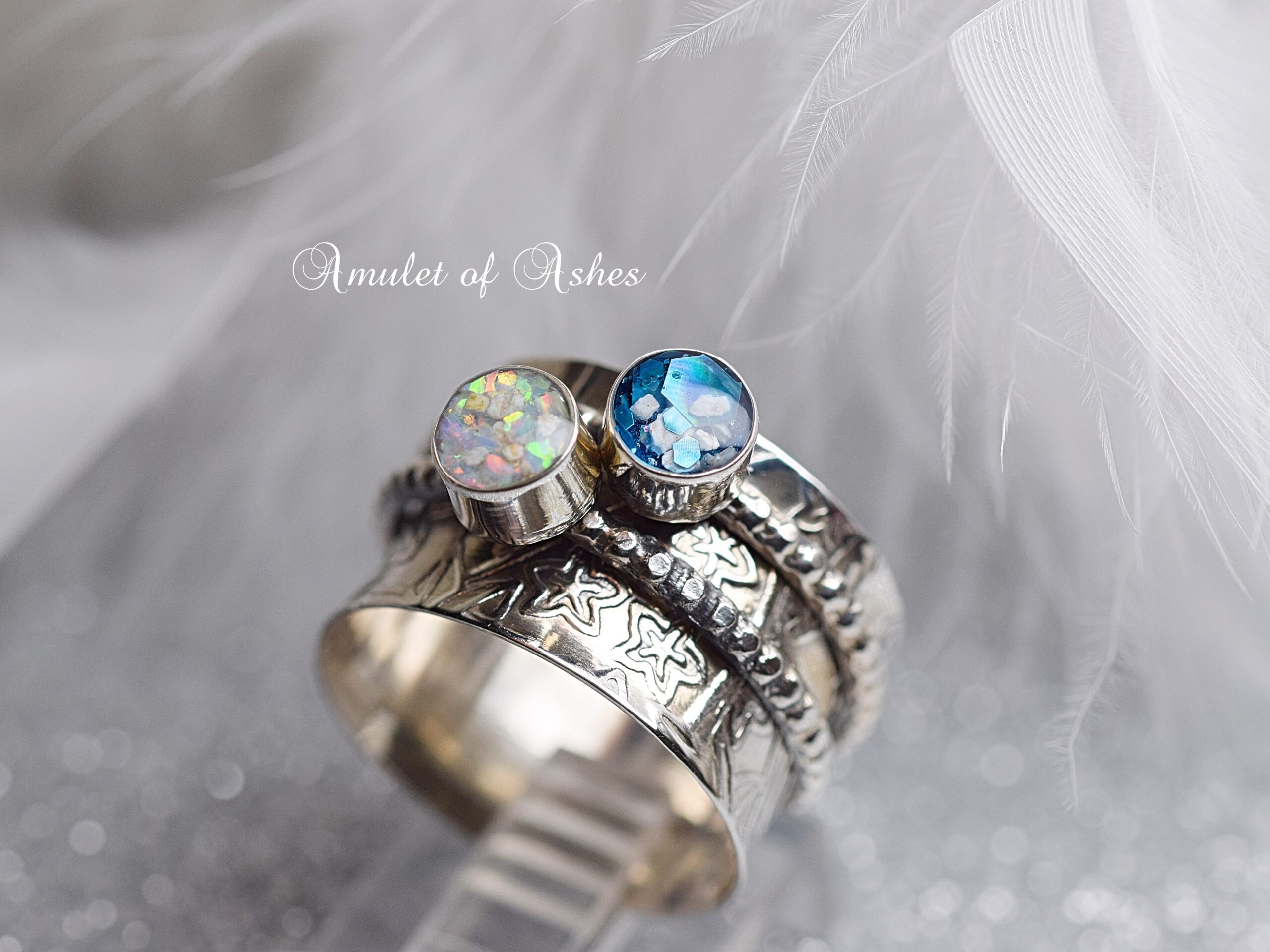 Cremation Ashes & Memorial Spinner Ring - Amulet of Ashes