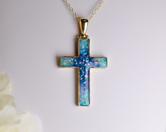 Cremation Ashes & Memorial 9ct Gold Unisex Cross - Amulet of Ashes